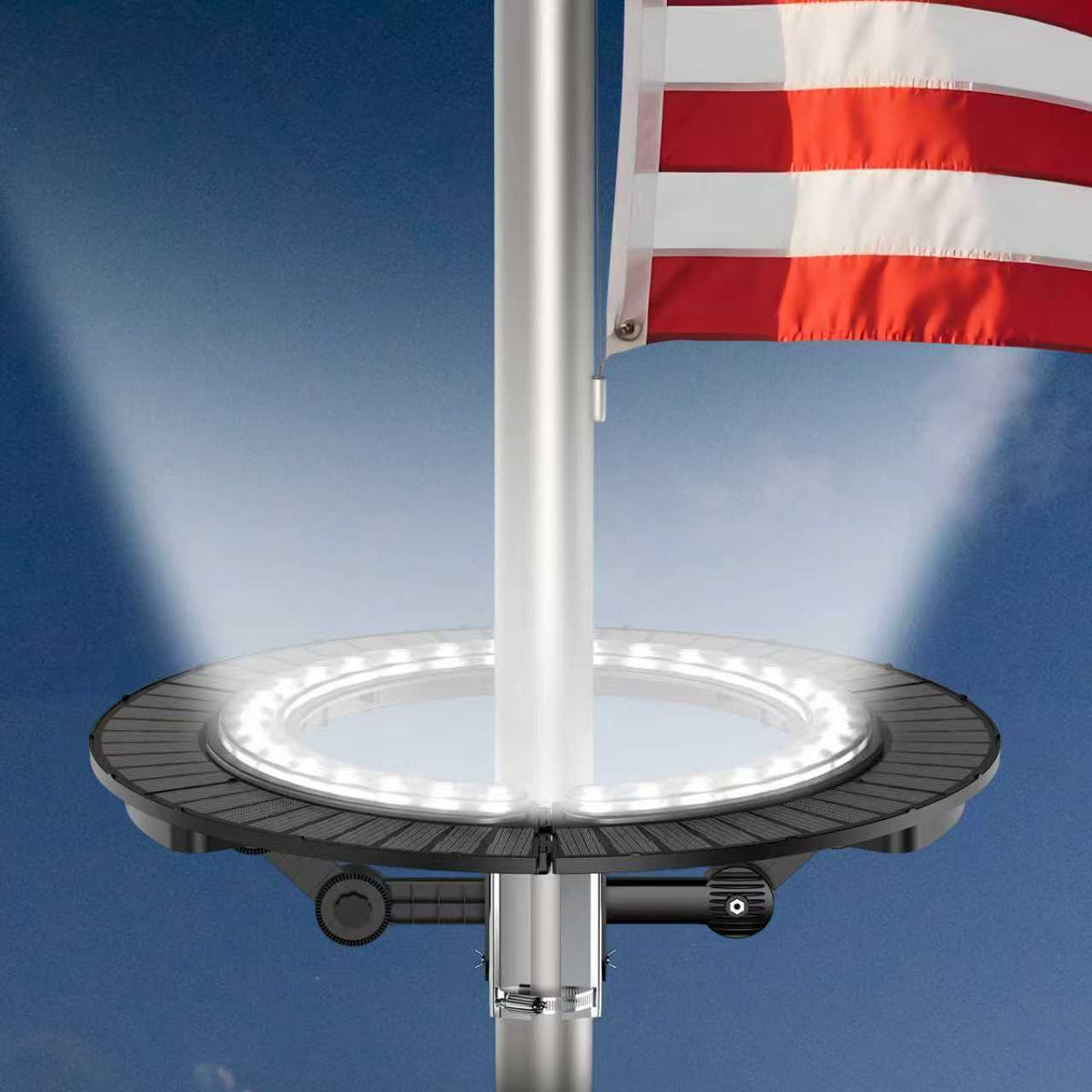 Halo Solar Flagpole Light | 360° LED Solar Flagpole Light Flagman ...