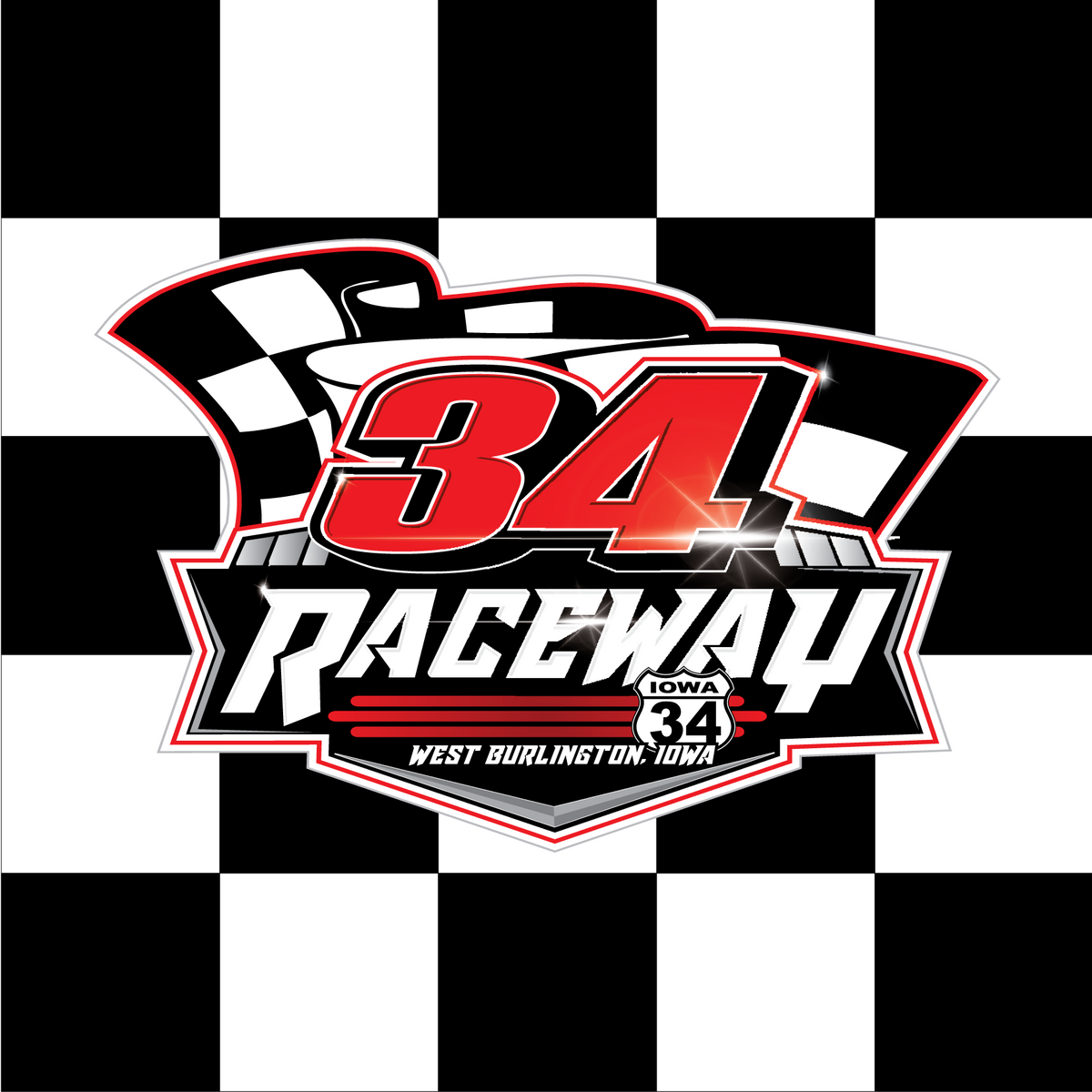 34 Raceway Printed Checkered Flag - 24"x24" - Single Reverse - Unmount ...