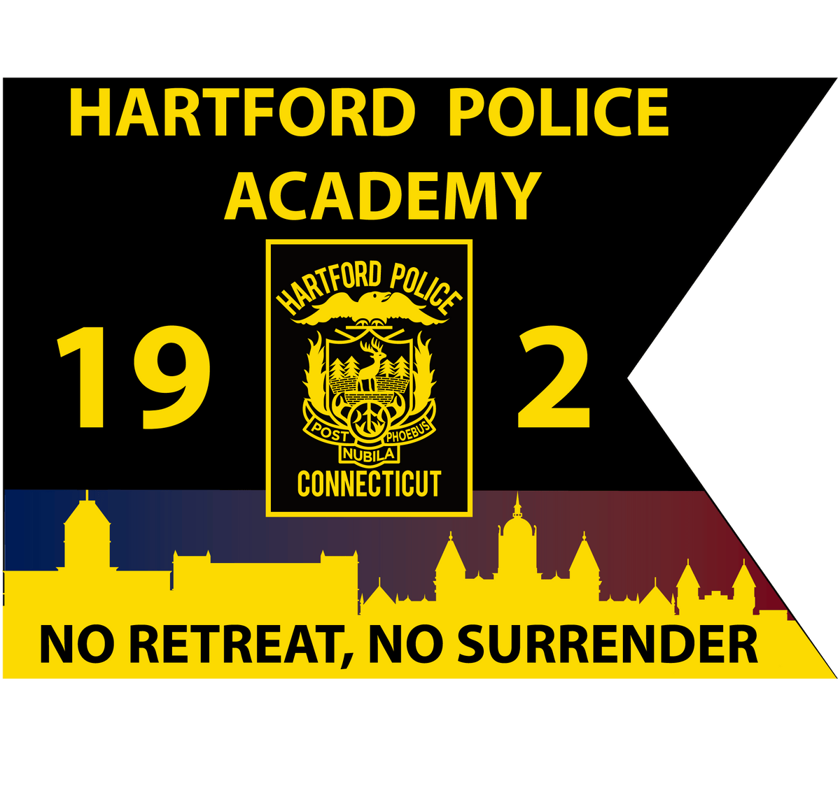 Hartford Police Academy Guidon - 20"x27" - Nylon - Double Sided w/ Int ...