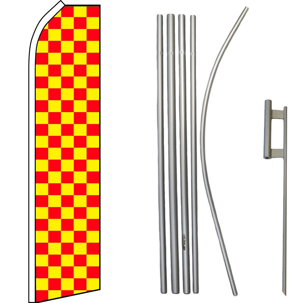 Red & Yellow Checkered Feather Flag Kit — Flagman of America